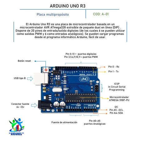 ARDUINO UNO R3 ATMEGA 328P S/C (NORMAL CALIDAD)