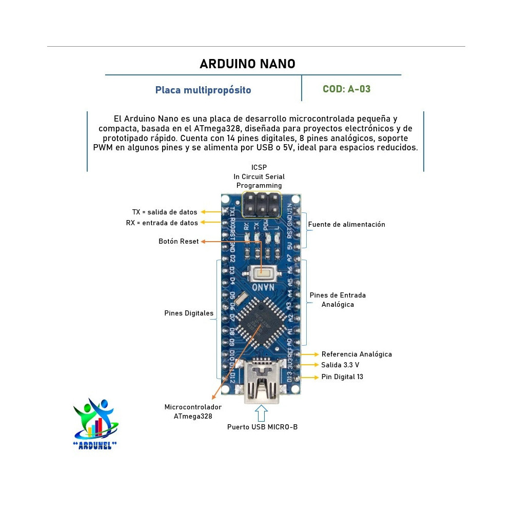 ARDUINO NANO CON CABLE USB